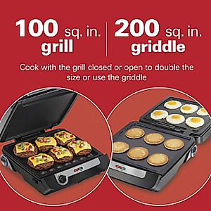 Hamilton Beach 4-in-1 Indoor Grill & Electric Griddle Combo with Bacon Cooker + Hamilton Beach Portable 7 Quart Programmable Slow Cooker