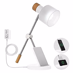 LED Desk Lamps with Wireless Charger, Table Lamps with Adjustable Brightness,Dimmable Eye-Caring Reading Desk Light for Office , Touch Control for Home ,Eye Protection Table Light for Office Bedroom
