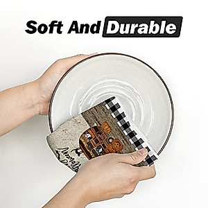 Artoid Mode Stripes 31 October Happy Halloween Ghost Pumpkins Trailer Kitchen Towels Dish Towels, 18 x 26 Inch Hand Towel Bathroom Gift Set of 2