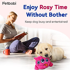 Petbobi Interactive Dog Toys Monster Active Ball for Dogs with Batteries, Self Moving Balls and Plush Cover for Small & Medium Dogs to Chase, Dog Toy Squeaky Crazy Bouncer Ball, Pink Bobby