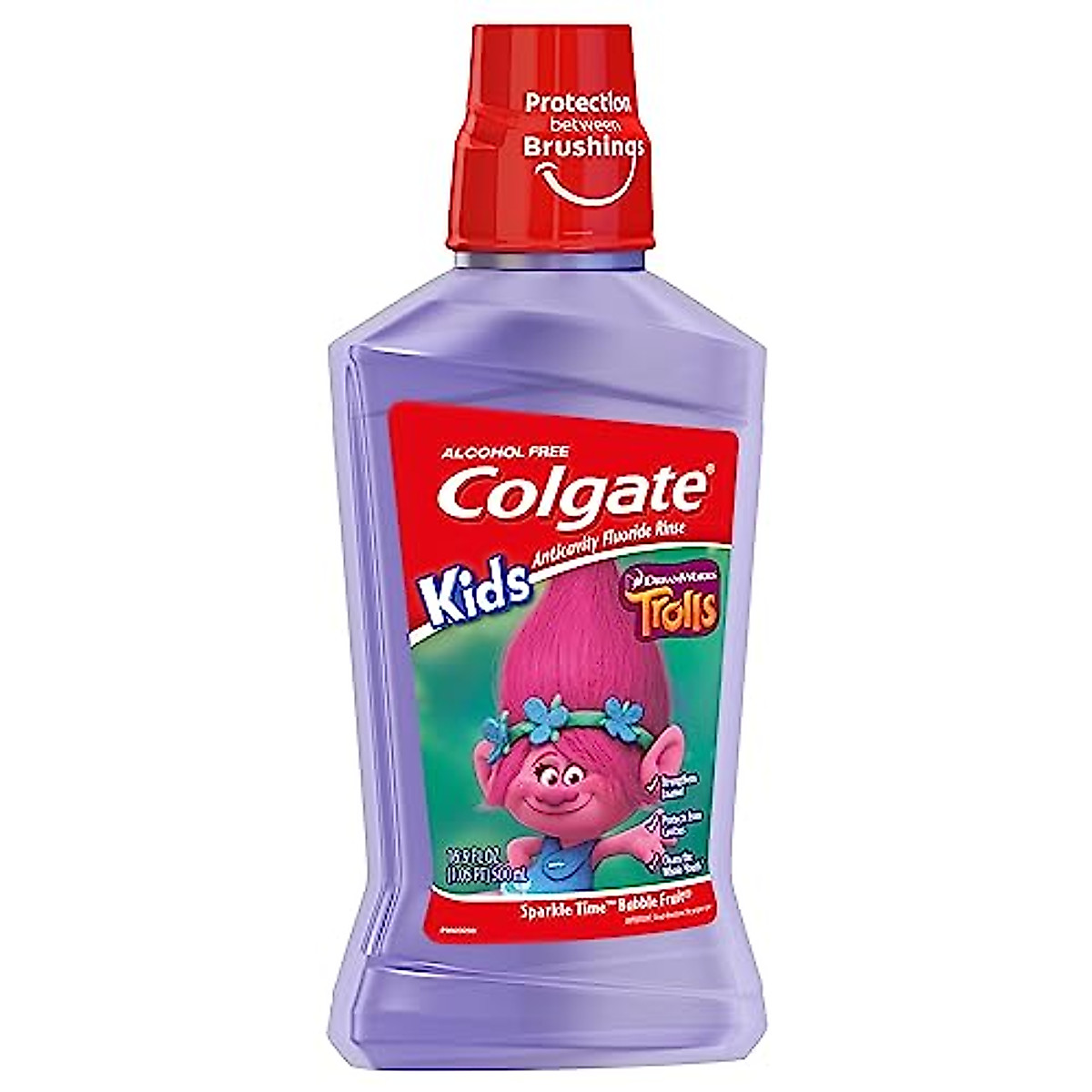 Colgate Kids Anticavity Mouthwash, Trolls, Bubble Fruit for Ages 6 and older - 500 mL, 16.9 fluid ounce (6 Pack)