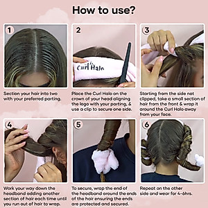 Curl Halo Heatless Curls | The Ultimate Heatless Curler for All Hair Types | Microfiber Heatless Curler | Wired Overnight Curler for Secure Hold (Pink)