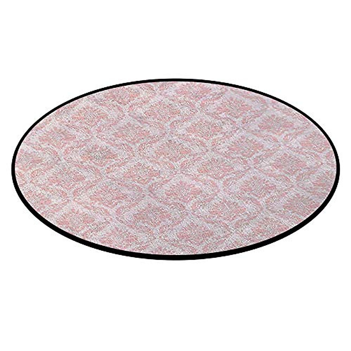 Ba Pink Pale Pink Round Area Rug Blush Computer Desk Mats for Office Chair Diameter 4 ft