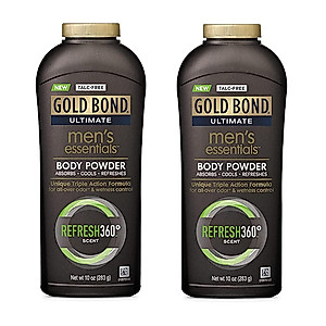 Gold Bond Ultimate Men's Essentials Body Powder, 10 oz., Pack of 2