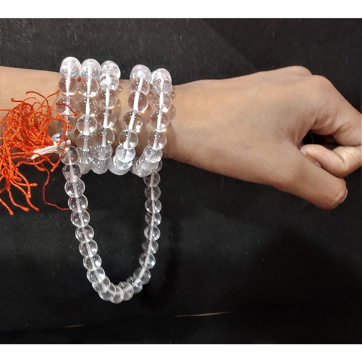 DHYANARSH Natural & Laboratory Tested Certified Original Sphatik/Crystal Agate Mala/Necklace (108+1 Beads) Healing Gemstone Necklace Mala for Unisex