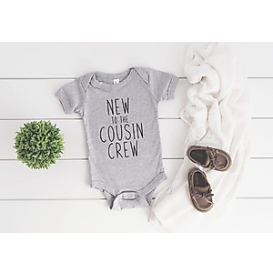 Pregnancy Announcement for Grandparents Size 0-3 Months: New To The Cousin Crew Baby Announcement for Family Romper Gray. Baby Boy Girl - Baby Announcement Onesie Baby Announcement Gifts