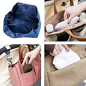 Baby Diaper Caddy Bag - Diaper Caddy Tote Baby Stroller Bag Nursery Storage Bin for Diapers, Wipes & Toys Mini Diaper Bag With Stroller Hooks (Beige)