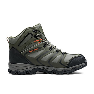 NORTIV 8 Men's Hiking Boots Waterproof Work Outdoor Trekking Backpacking Mountaineering Lightweight Trails Shoes Size 11 M US Army/Green/Black/Orange 160448_M Armadillo