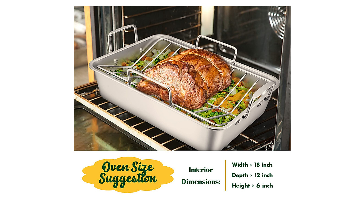 E-far Stainless Steel Turkey Roaster with Racks