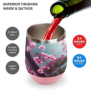 WYUSPGK 304 Stainless Steel Insulated Cup, Small Flowers Print Smooth Rim, Durable & Reusable - Perfect for Office, Home, And Travel