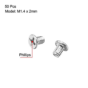 Tool parts M1.4x2mm Laptop Computer Screws 2.5mm Dia Head Screw Silver Tone 50pcs