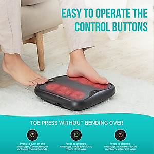 Snailax Shiatsu Foot Massager with Heat- Washable Cover Kneading Foot & Back Massager, Heated Foot Warmer, Electric Feet Massager Machine for Plantar Fasciitis,Foot Relief