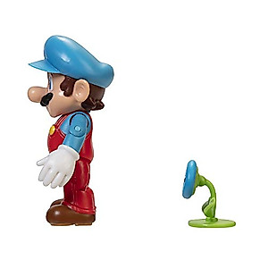 Super Mario Action Figure 4 Inch Ice Mario Collectible Toy with Ice Flower Accessory