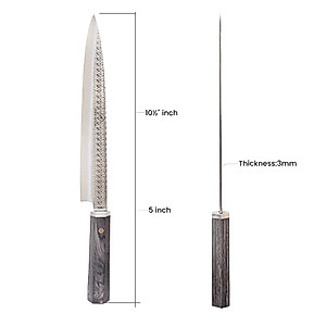 KN KNIFE NATION Sashimi Sushi Chef Knife 15 Inches for Kitchen - Ideal Chef Knife For Cutting, Filleting and Slicing Fish - Very sharp J2 Stainless Steel Blade With Elegant Color Wood Handle