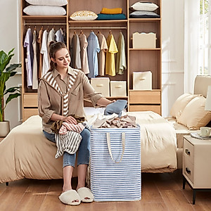 Lifewit 2 Pack Laundry Hamper Large Collapsible Laundry Baskets, Freestanding Waterproof Clothes Hamper with Easy Carry Handles in Laundry Room Bedroom Bathroom College Dorm for Adults, Blue, 2 x 75L