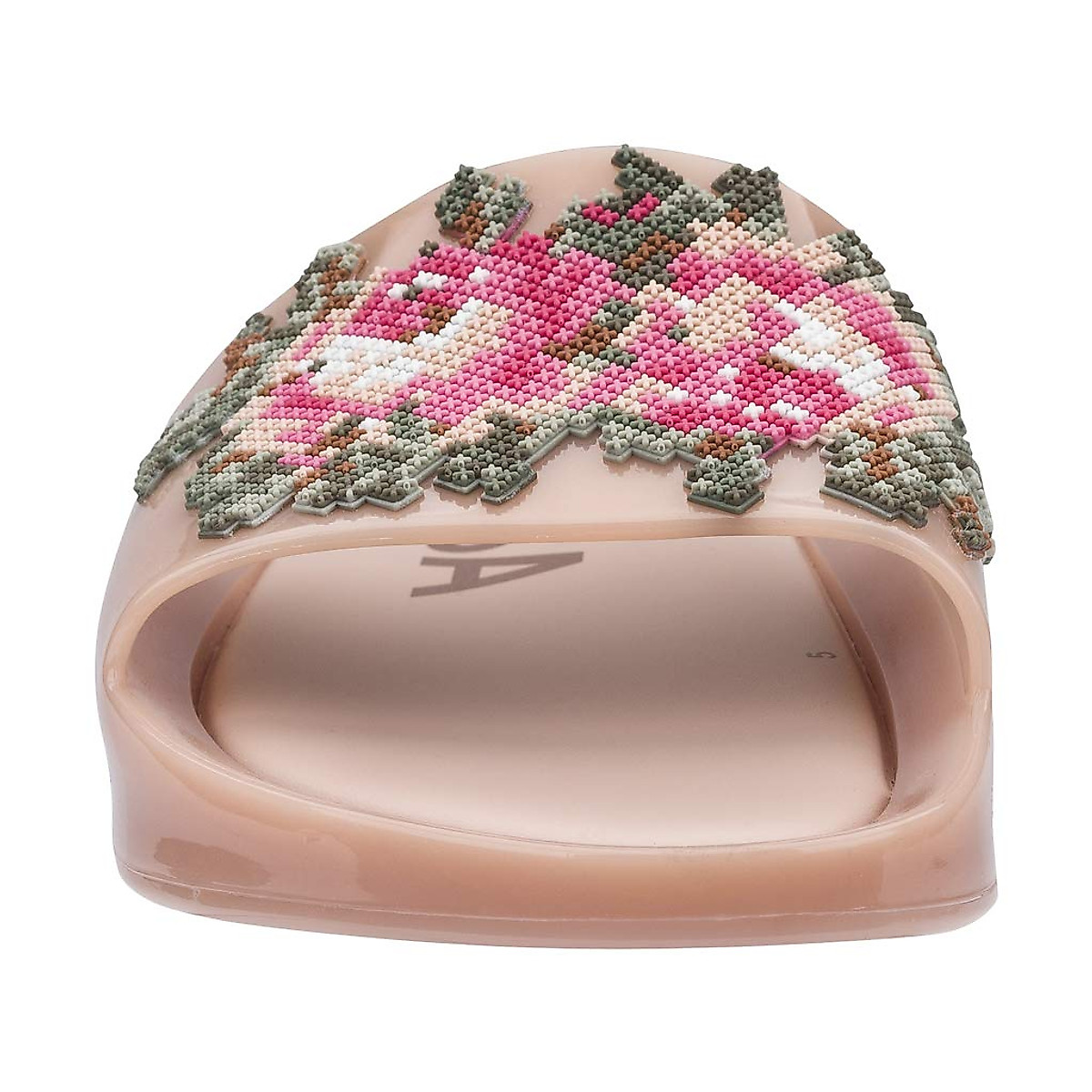 Melissa - Womens Beach Slide Flower Sandal, Size: 6 M US, Color: Pink Green