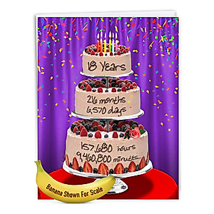 NobleWorks - 18th Milestone Birthday Card (8.5 x 11 Inch) - 18 Year Old Celebration, Stationery from All of Us - Year Time Count 18 J9404MBG-US