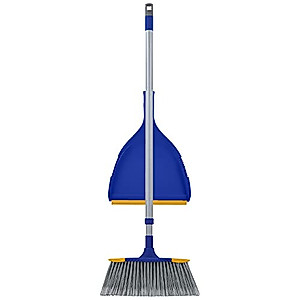Slim Angle Broom, Heavy Duty Broom, Indoor Brom, Outdoor Angle Broom with Extendable Handle, Durable Collapsible Broom for Home, Kitchen, RV, Travel, Blue, 1 Pack, by Superio