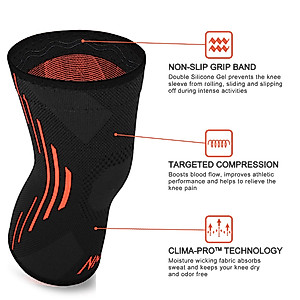 NEWZILL Compression Knee Brace for Knee Pain - Braces and Supports Knee for Pain Relief, Meniscus Tear, Arthritis, Injury, Running, Joint Pain, & Support - BEST Knee Sleeve (Black/Orange, Small)