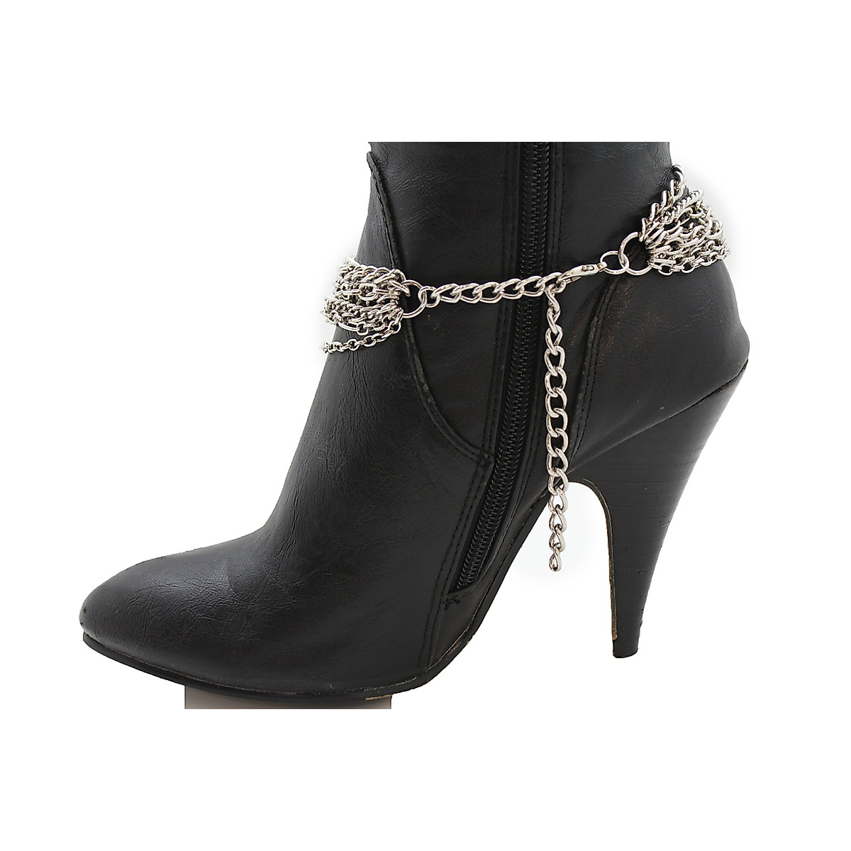 TFJ Women Western Fashion Jewelry Boot Chain Bracelet Silver Metal Shoe Multi Strands Classic Bling Charm