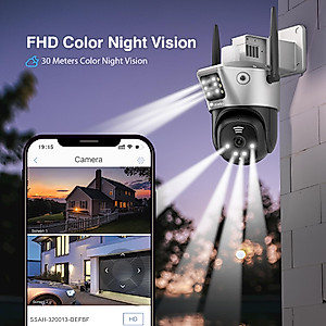 【Dual Lens Linkage】Ctronics Security Camera Outdoor, 2,4/5GHz WiFi Wired PTZ Dual Screen Camera 1080P with Auto Tracking Human Detection 30m Color Night Vision Two-Way Audio IP66