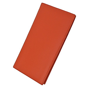Marshal Brabd New Premium Leather Checkbook Wallet ID Credit Card Organizer (Orange)