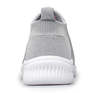 vibdiv Slip on Sock Sneakers Shoes for Wome Walking Shoes Comfortable for Jogging Work Gary 5 Light Gray White