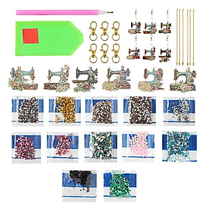 Ximimark 6pcs DIY Diamond Painting Keychain Sewing Machine Shaped Diamond Art Mosaic Keyring Backpack Pendant Decoration Crafts Handmade Gifts