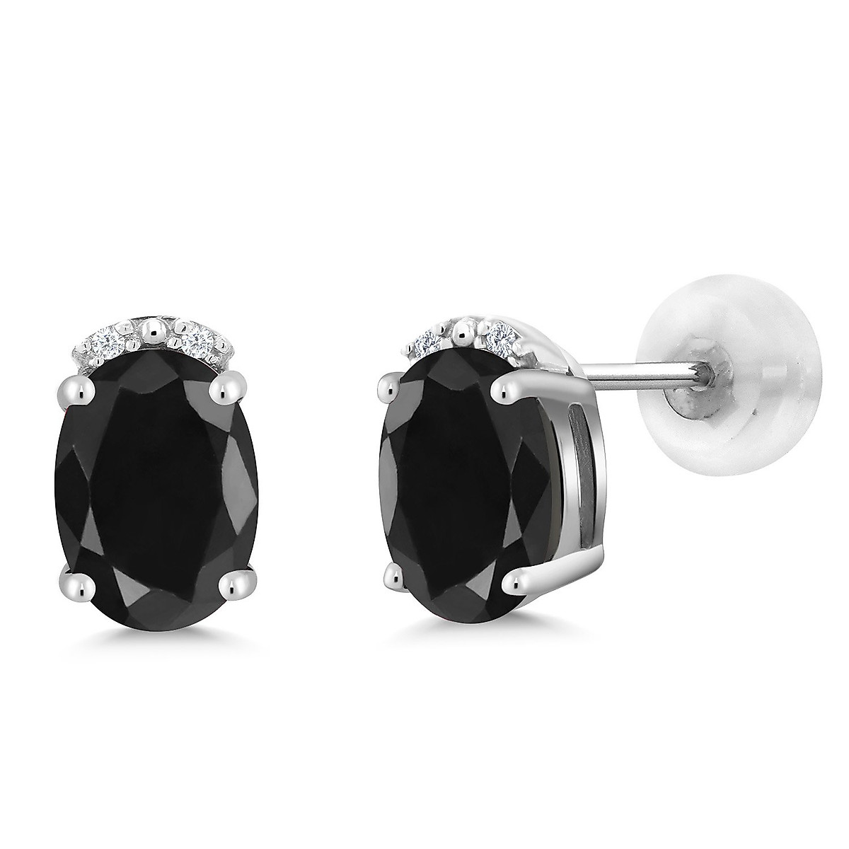 Gem Stone King Solid 10K Gold 7X5MM Oval Gemstone Birthstone and White Diamond Earrings | Gold Earrings For Women