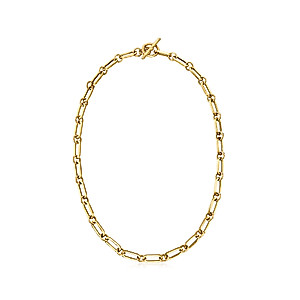 Ross-Simons Italian 18kt Gold Over Sterling Paper Clip Link Necklace. 20 inches