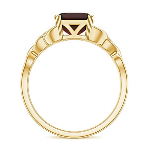 Natural Garnet 8 MM Asscher Cut Engagement Ring, AAA Quality, Certified Rhodolite Garnet Celtic Knot Ring (With Jewelry Box), 14K Rose Gold, Size:US 13.00