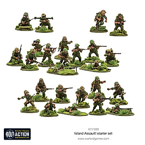 WarLord Bolt Action Island Assault! Starter Set 1:56 WWII Military Table Top Wargaming Plastic Model Kit 401510003