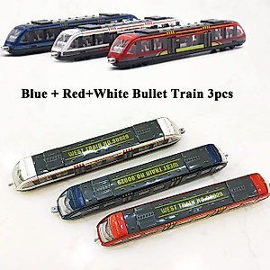 OTONOPI Toy Train Set High Speed Locomotive Engine Die Cast Model Car Sliding Linked Subway Bullet Train Set for Kids Pack of 3