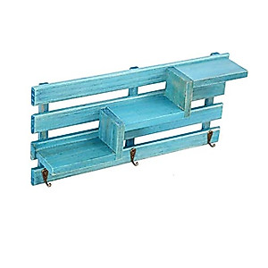 QUUL Non Perforated Wall Shelf, 3 Layer Stepped Wall Mount Corner Shelf, Household Hanging Storage Rack Display Stand (Color : Blue)