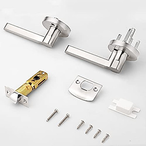 Probrico Keyless Door Lever Handles Passage Interior Locksets Brushed Nickel Finished Hardware 6 Pack
