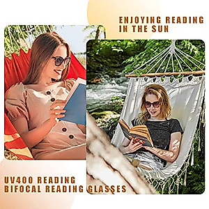 LADEESSE 3 Pack Bifocal Reading Sunglasses for Women Fashion Cateye Sun Readers Outdoor Reading Glasses UV400 +1.5 Protection