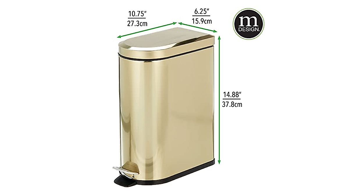 mDesign 2.6 Gallon Stainless Steel Step Trash Can