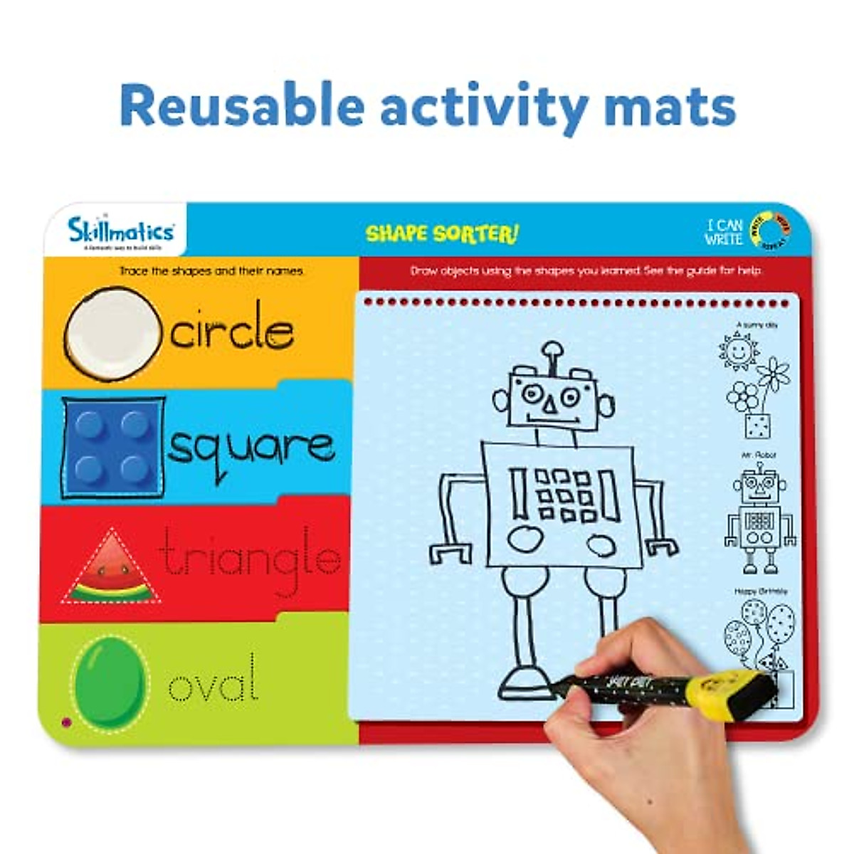 Skillmatics Educational Game - I Can Write, Reusable Activity Mats with 2 Dry Erase Markers, Gifts for Ages 3 to 6