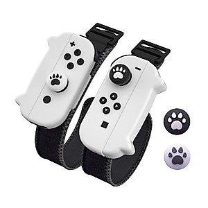 NANANINO Dance Switch Wristband, Wrist Bands for Dance Switch 2023 2022 2021 2020 2019, Adjustable Elastic Straps for Joy-Cons Controller - White (2 Packs)