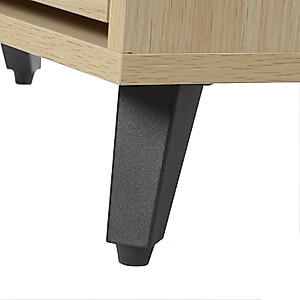 Angel Sar Rattan Shoe Cabinet for Entryway, Slim Shoe Storage Cabinet with 2 Flip Drawers, Hidden Shoe Organizer, Shoe Rack Cabinet with Metal Legs, Natural Wood