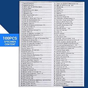 100 Prepared Microscope Slides with Specimens for Kids Adults - Bacterium, Fungus, Human Tissues, Mitosis, Plants, Insects, Animals Cells Samples for Biological Science Lab, School Students