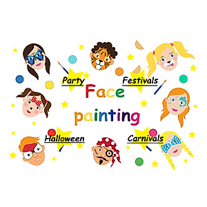 BOBISUKA Face Painting Kit for Kids - 16 Colors Water Based Body Face Paint Includes Brushes,Sponges,Glitters,Gem Sheet,Instructions,Stencils for Halloween Party Costume SFX Makeup