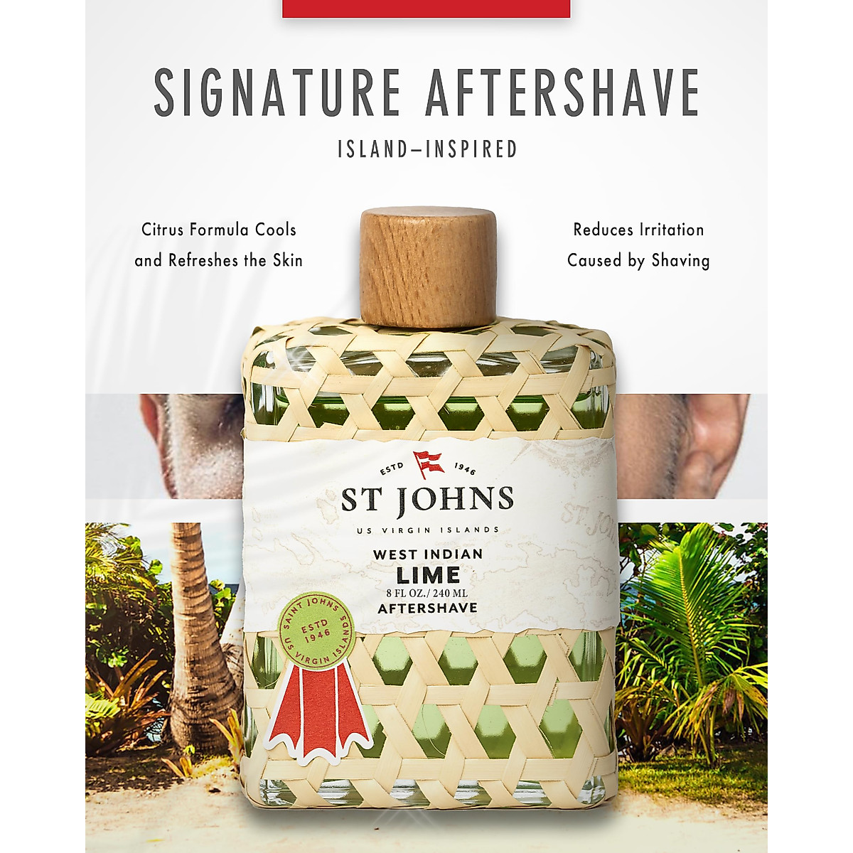 St Johns West Indian Lime Aftershave Lotion 8 Oz Splash. Fresh Lime Scent for Men. Cool and Refreshing Aftershave Lotion. One of our Best Aftershaves for 70 years.