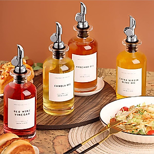 Pafusen 2 Pack Auto Flip Olive Oil Dispenser Spout, Liquor Pour Spout, Oil Dispenser Top, Easily Turn Your Bottles into Dispensers for Liquor, Vinegar, Oils, Weighted Pourer, Silvers