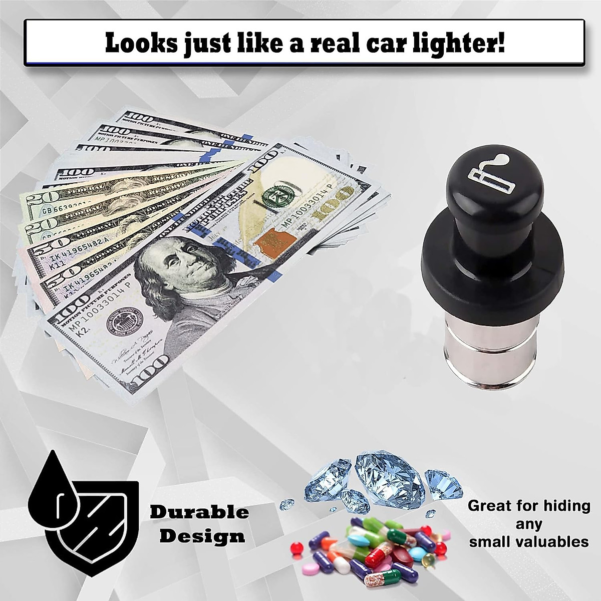 Fake Car Lighter Safe (2 Pack) Car Diversion Safe for Cash Jewelry | Car Hidden Compartment Secret Storage Secret Containers Car Lighter Hidden Compartment Hiding Safes Money