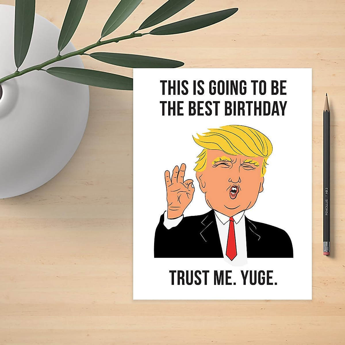 Andaz Press Funny Jumbo Birthday Card With Envelope 8.5 x 11 inch, Greeting Card, Trump Best Birthday, Yuge