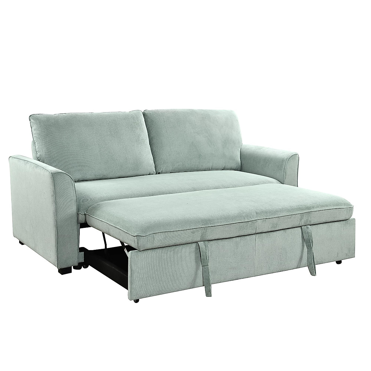 Familymill 78'' Modern Corduroy Fabric Convertible Sleeper Sofa Bed, 3-in-1 Pull Out Couch Bed with Reclining Backrest for Living Room/Apartment/Office (Light Green)