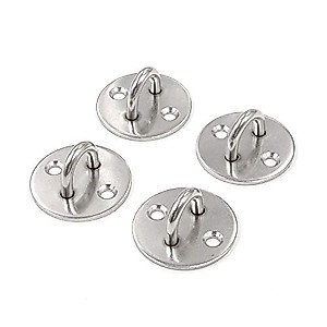 Geesatis Hook Hardware 4 PCS Suspension Wall Anchor Ceiling Hook Round Ring Eye Plates Hook Wall Round Eye Pad Plate, with Mounting Screws, Stainless Steel, Silver, Dia 2 Inch