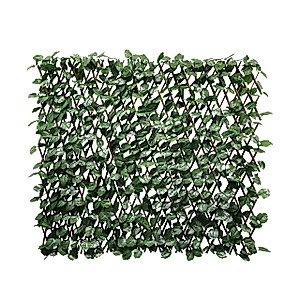 Artificial Expandable Ivy Leaf Faux Leaves Privacy Fence Screen for Outdoor Indoor Backyard Patio Balcony (Single Sided Leaves, 2 Packs)