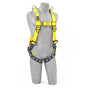 3M DBI-SALA Delta 1101254 Vest Style Harness, With Shoulder D-Rings, Tongue Buckle Legs, 420 LB Capacity, Universal, Yellow/Navy